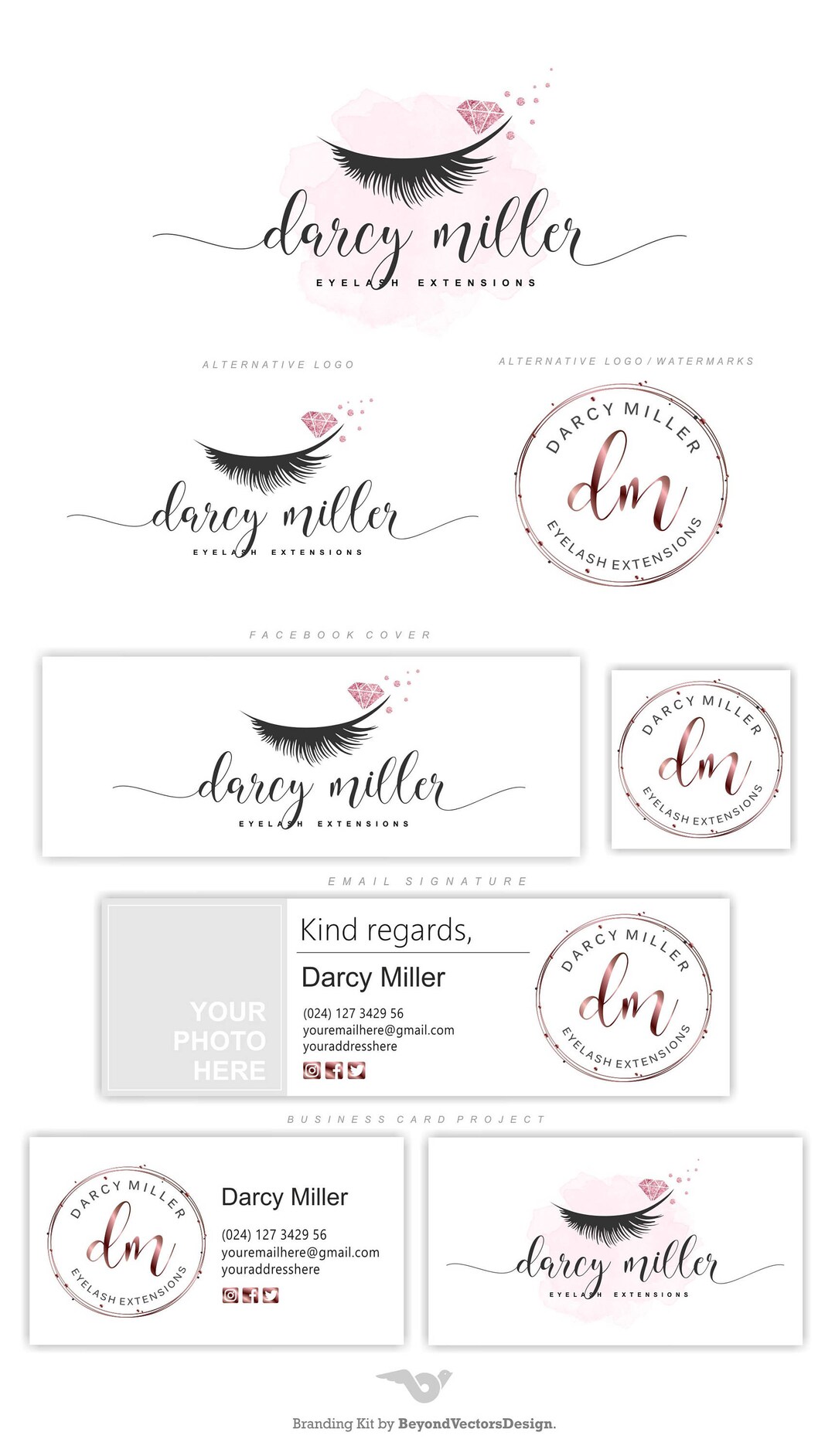 Lashes Logo, Diamond Logo, Eyelash Extension Logo, Cosmetics Logo, Lash ...