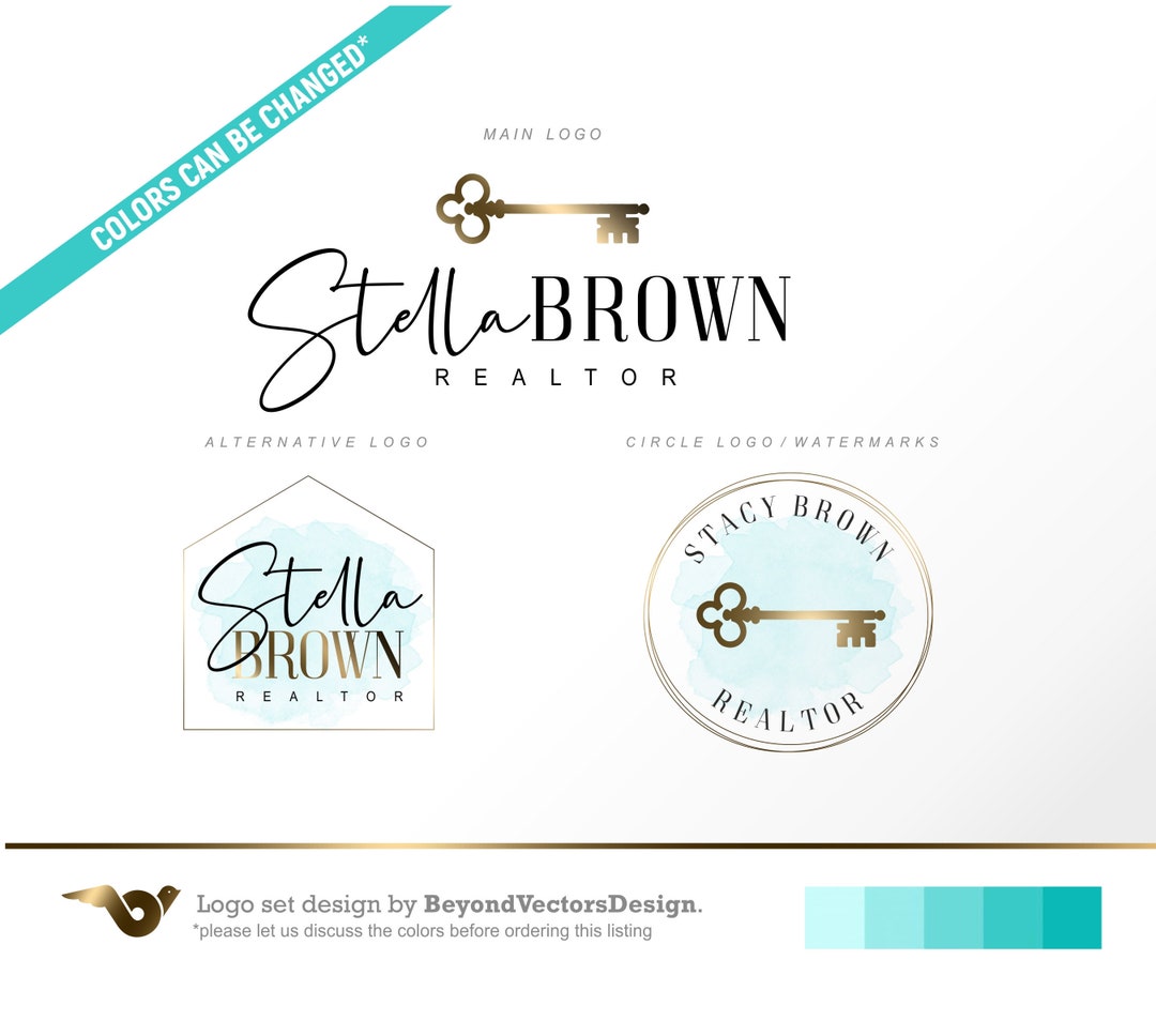 Real Estate Logo, Realtor Logo, Realtor Branding Set, House Key Logo ...