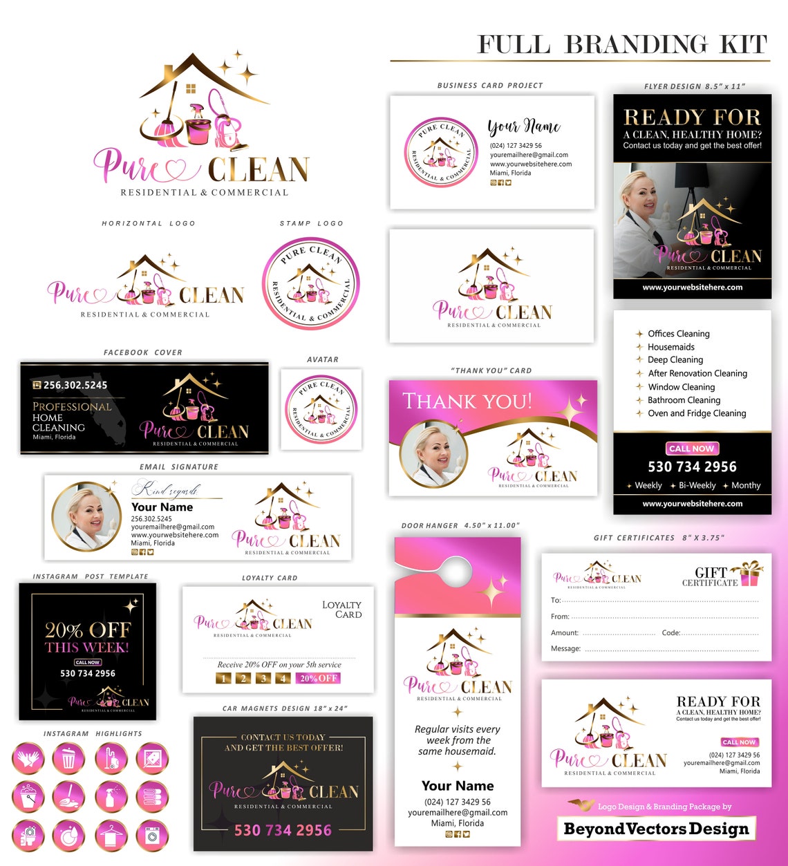 Cleaning Service Branding Set, Cleaning Business Logo, House Cleaning ...