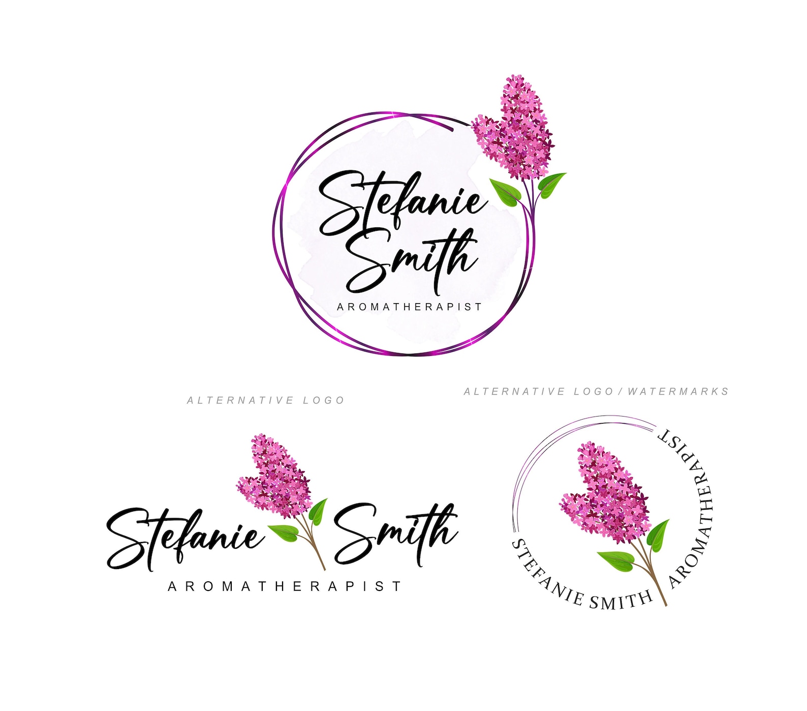 Lilac Branding Kit, Flower Logo Set, Wellness Coach Logo, Lilac Logo ...