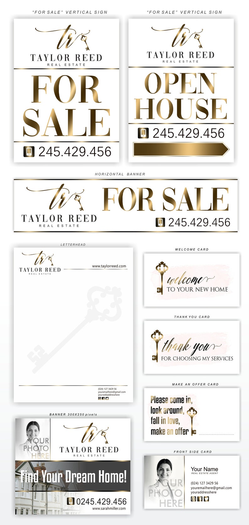 Real Estate Logo, Realtor Logo, Gold Key Logo, Realty Logo Design ...