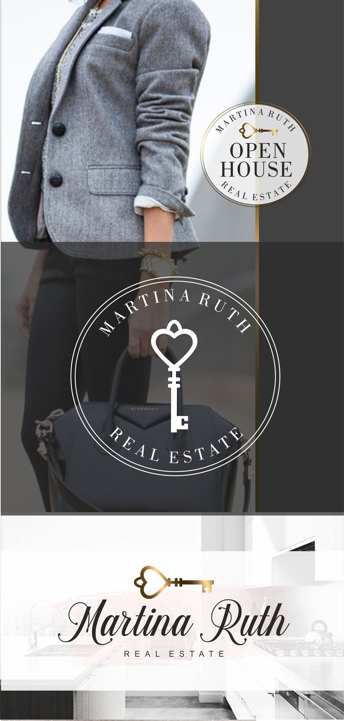 Gold Key Logo Realtor Logo Design Real Estate Branding Kit | Etsy