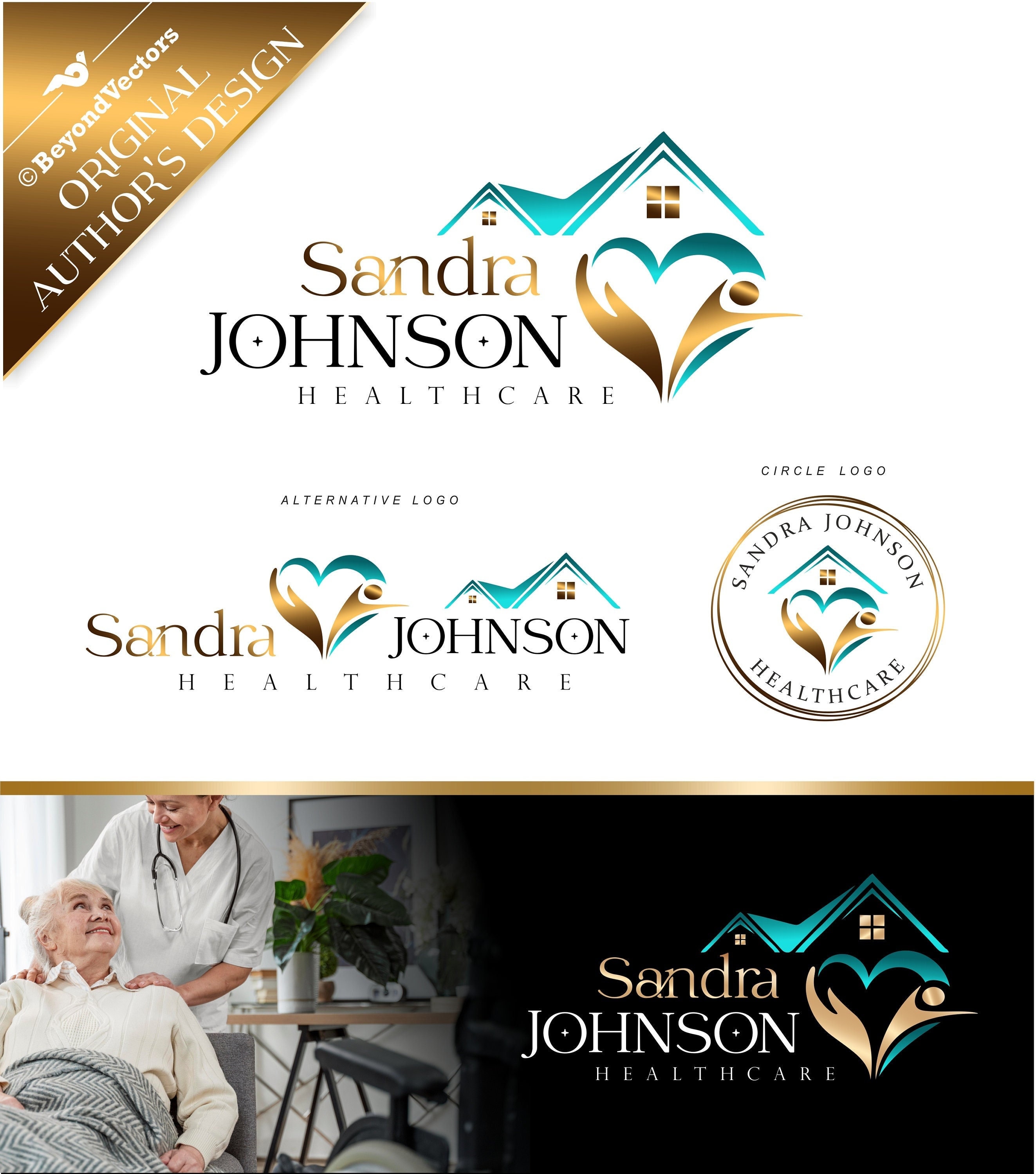 Home Healthcare Logo, Home Care Logo, Nurse Home Care Logo, Elderly ...