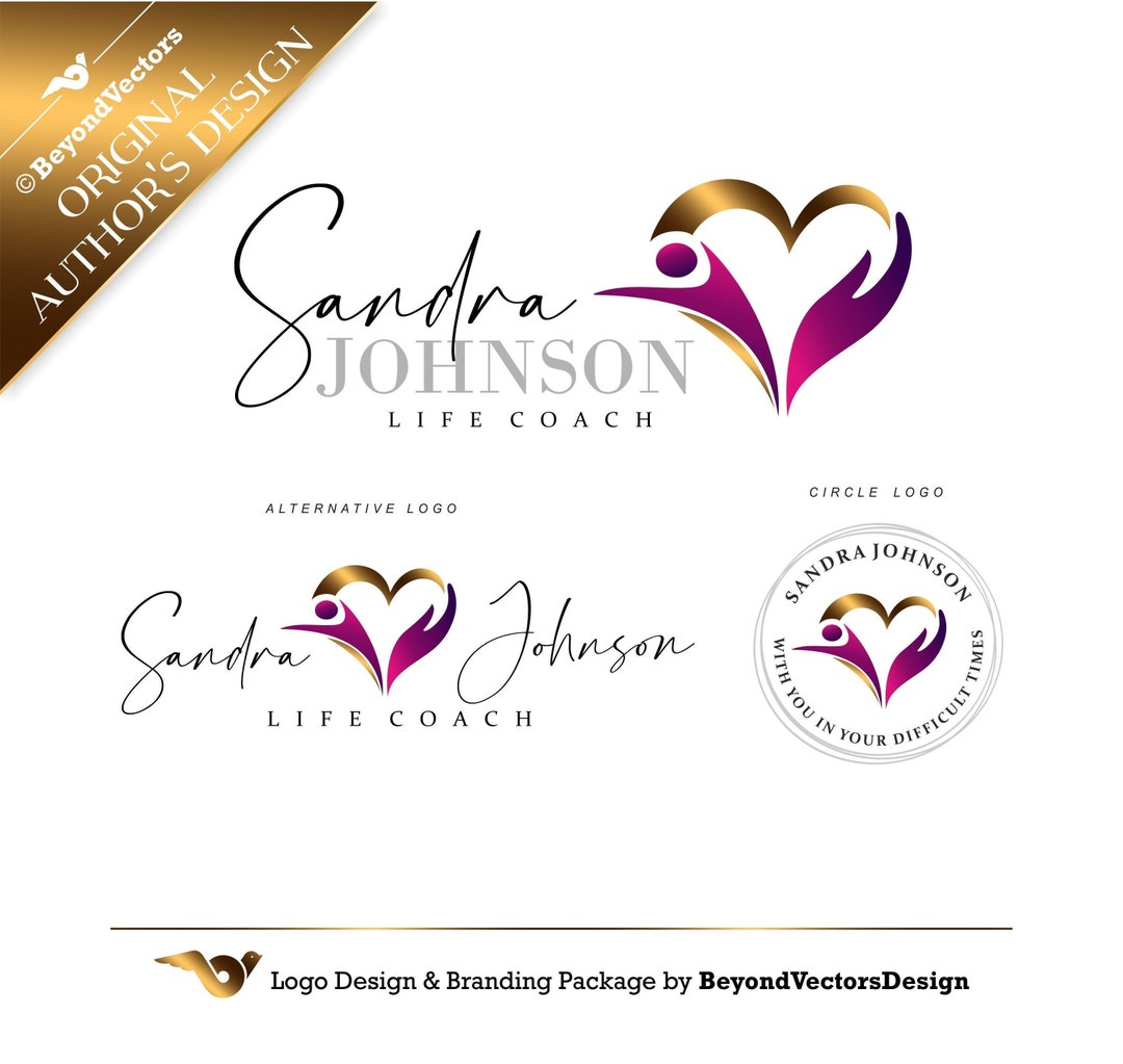 Life Coach Logo, Psychology Logo, Love and Support Symbol, Therapist ...