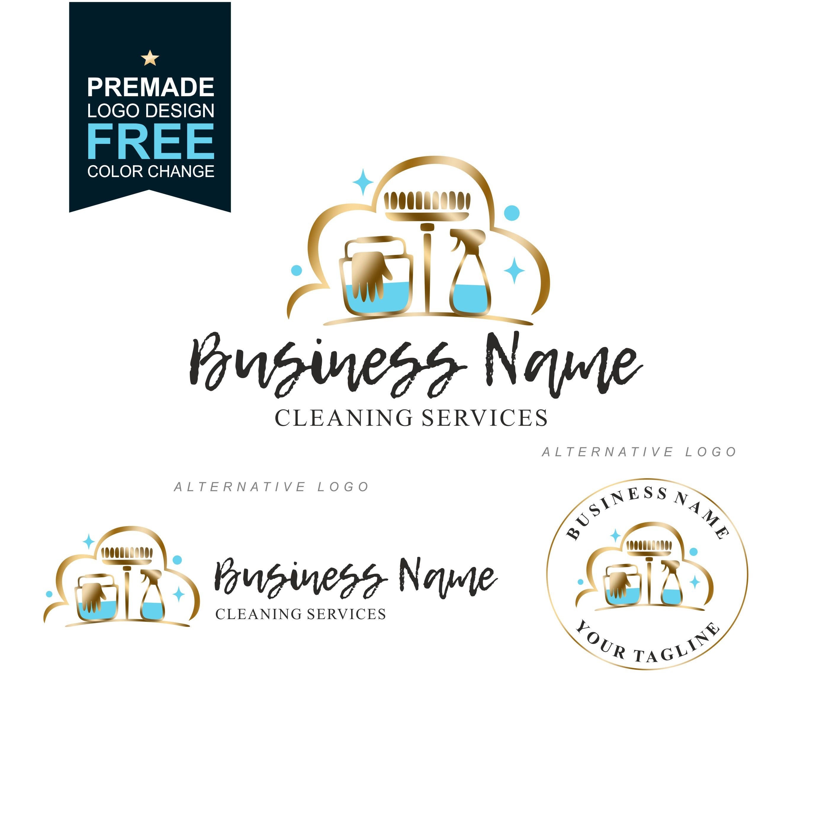 Cleaning Logo Office Cleaner Logo Premade Housekeeper Logo - Etsy