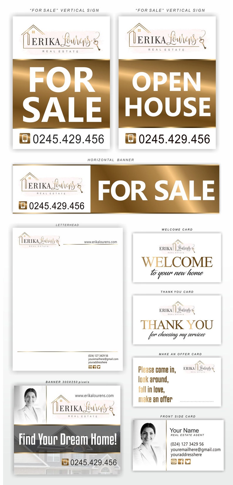 Real Estate Logo Design, Realtor Branding Kit 257 - Etsy