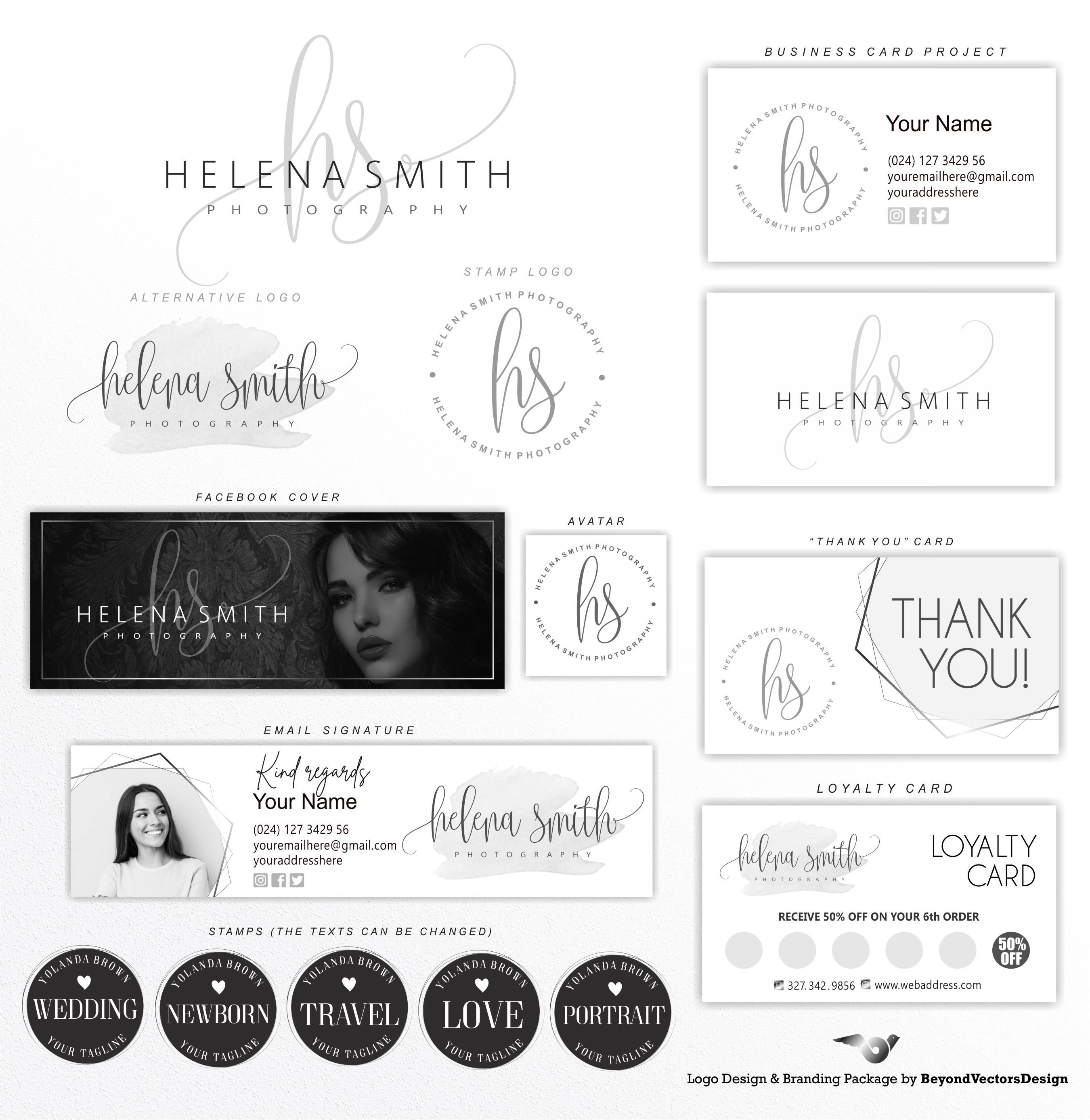 Premade Branding Kit Watermark Logos Photography Logo Set | Etsy