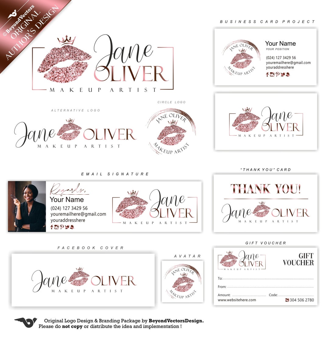 Lips Logo Set, Makeup Logo, Makeup Artist Logo Design, Makeup Artist ...