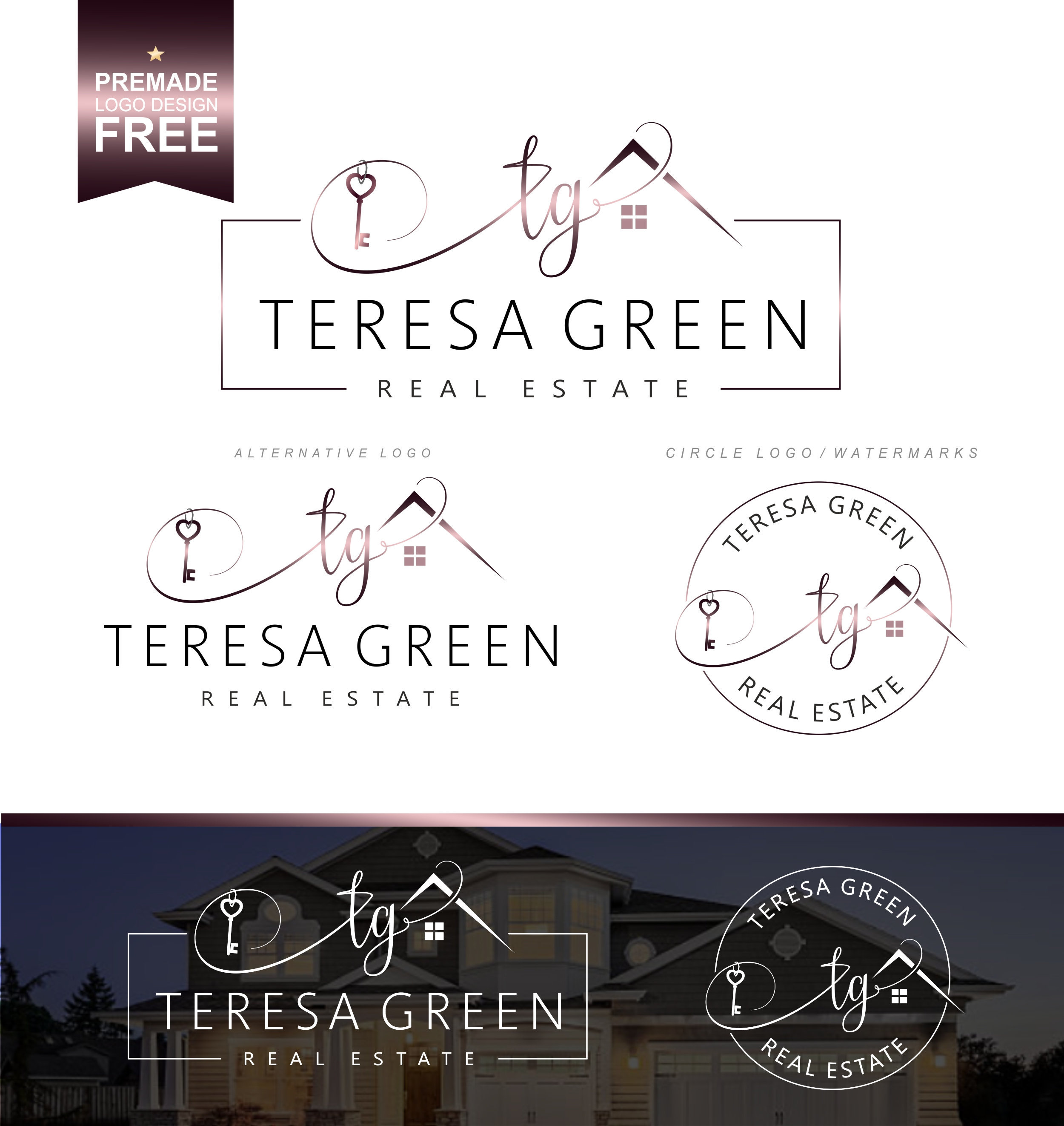 Real Estate Logo Realtor Logo Rose Gold Logo Realtor - Etsy Canada