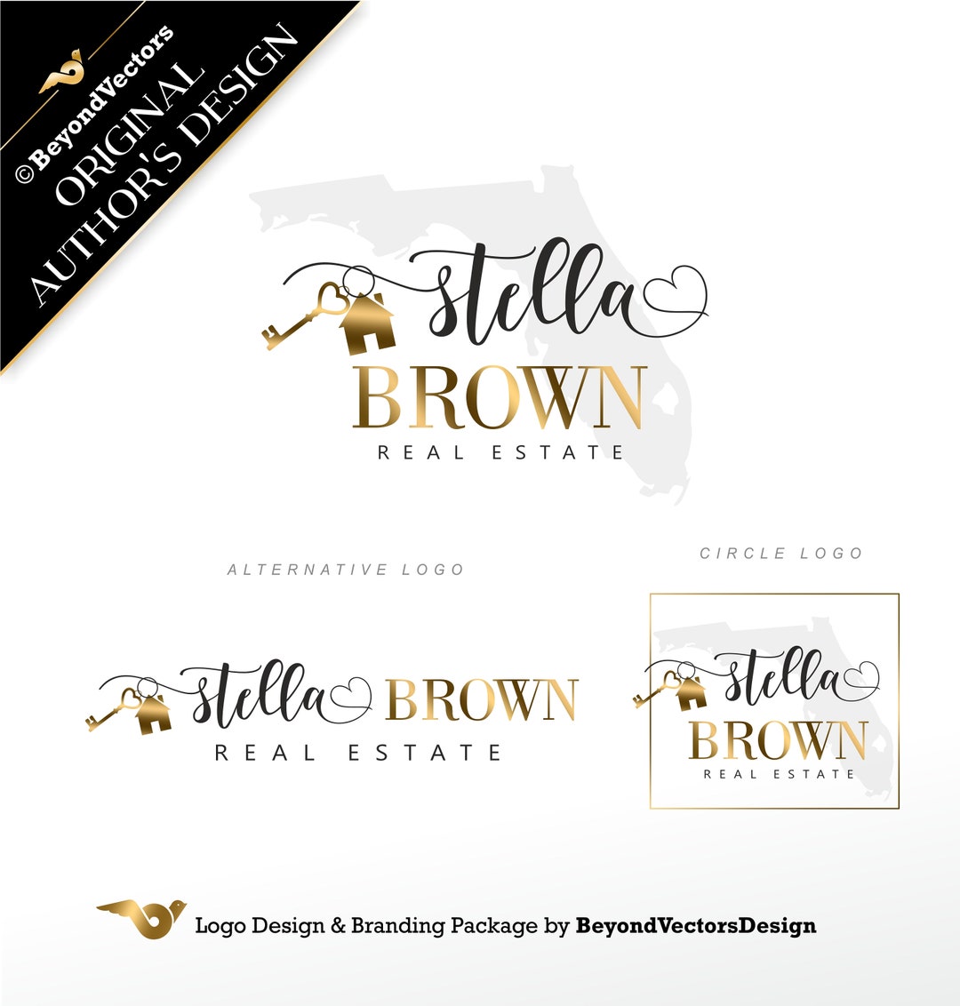 Real Estate Logo, Realtor Logo, House Key Logo, Realty Branding, US ...