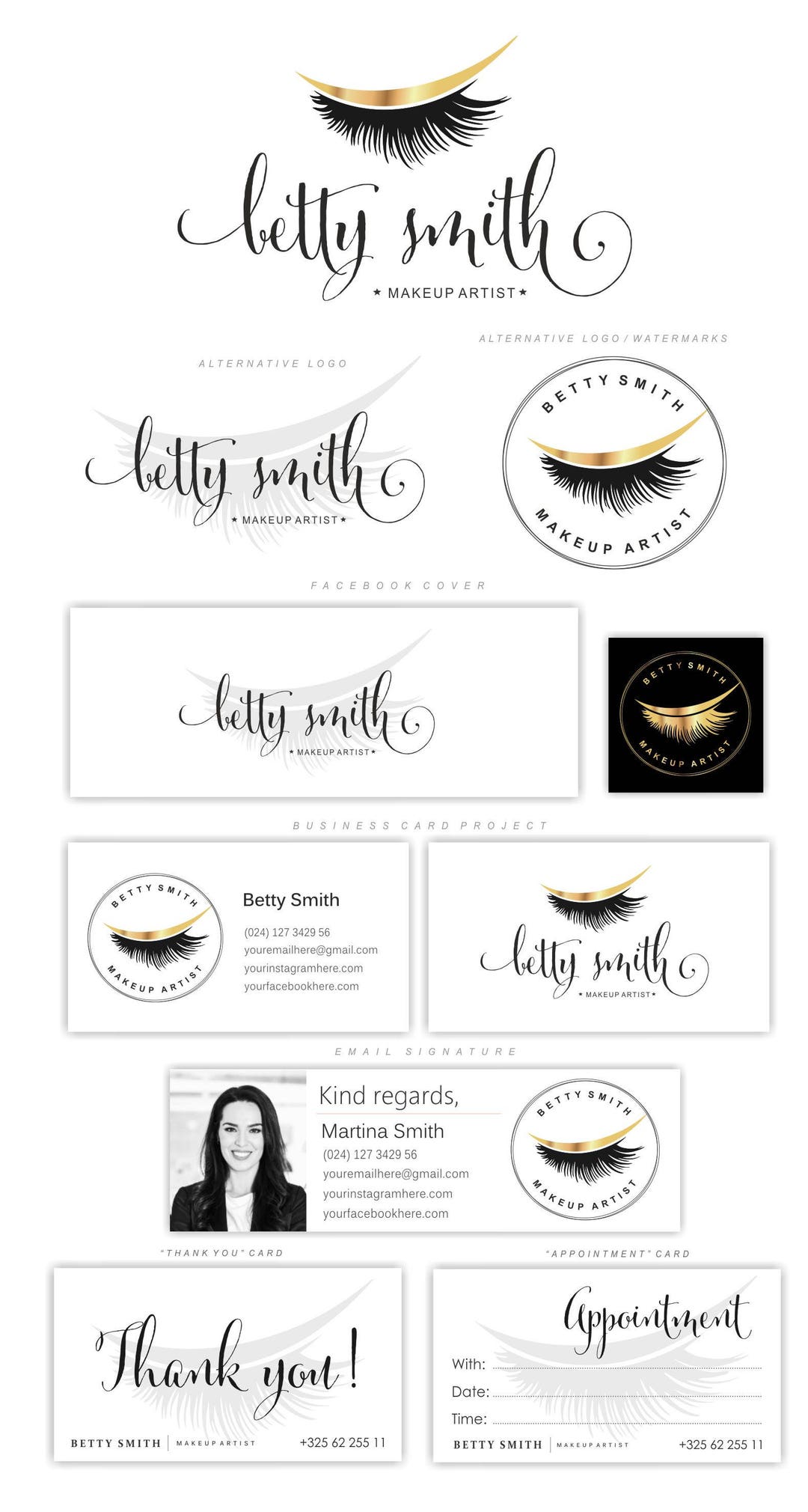 Lashes Logo, Eyelash Extension Logo, Cosmetics Logo, Branding Kit, Lash ...
