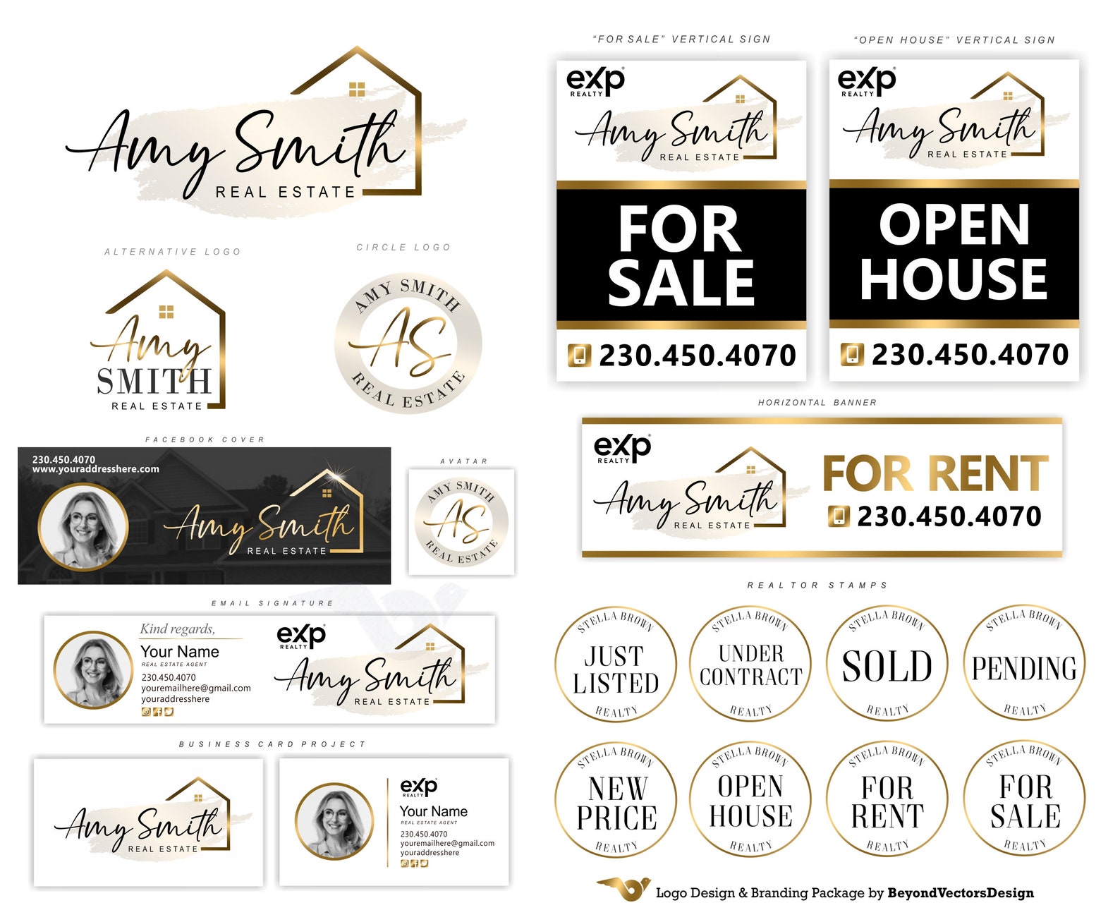 Realtor Logo Design, Realtor Branding Template, Real Estate Logo, Gold ...