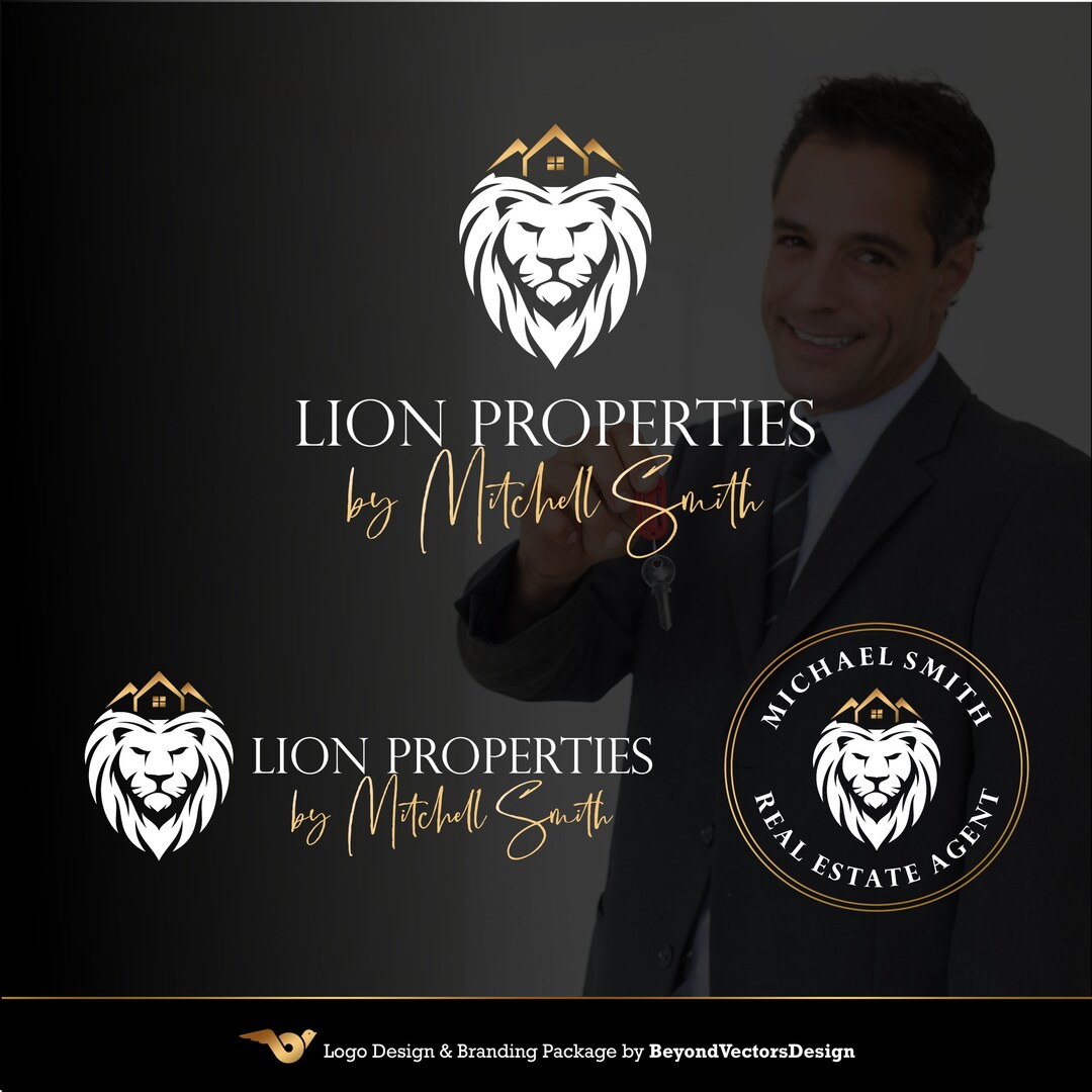 Realtor Logo Set, Real Estate Logo, Lion Logo, Modern Logo, Lion Head ...