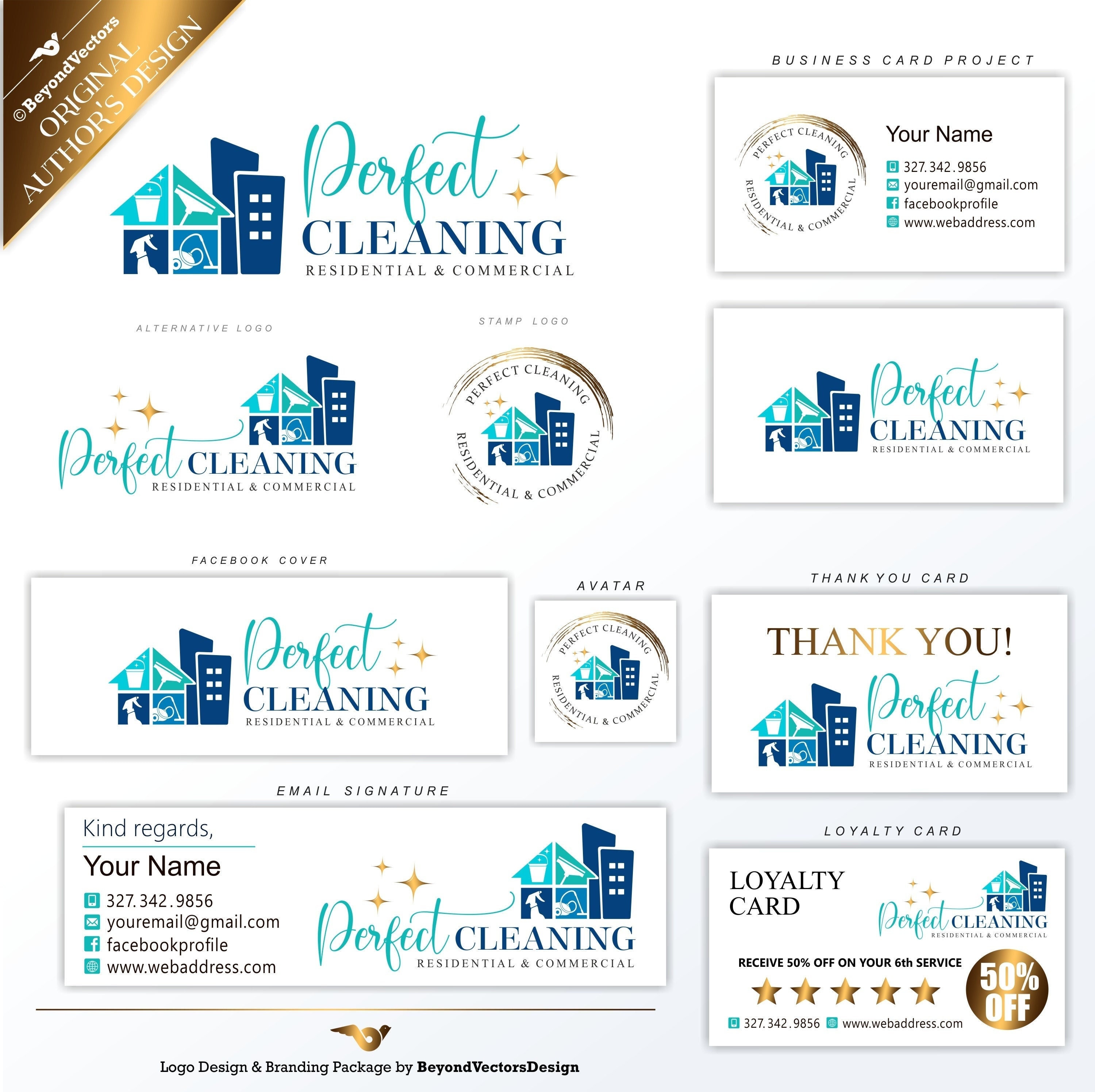 Cleaning Service Logo Design Commercial and Residential - Etsy