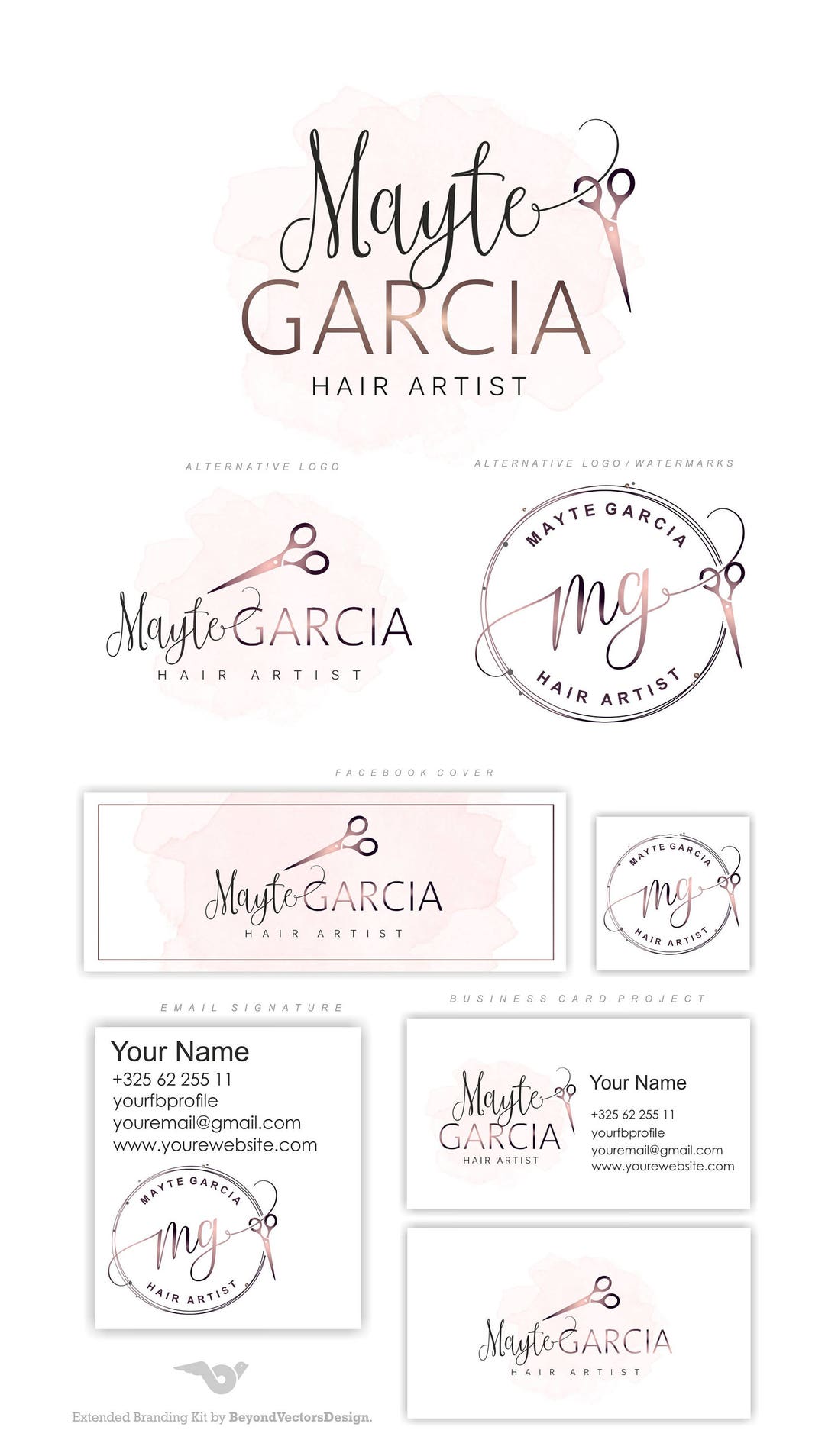 Hair Stylist Logo, Salon Logo Design, Scissors Logo Kit, Hairdresser ...
