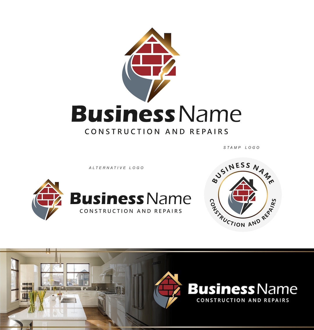 Home Repair Service Logo, Plasterer Logo, House Reconstruction Logo ...