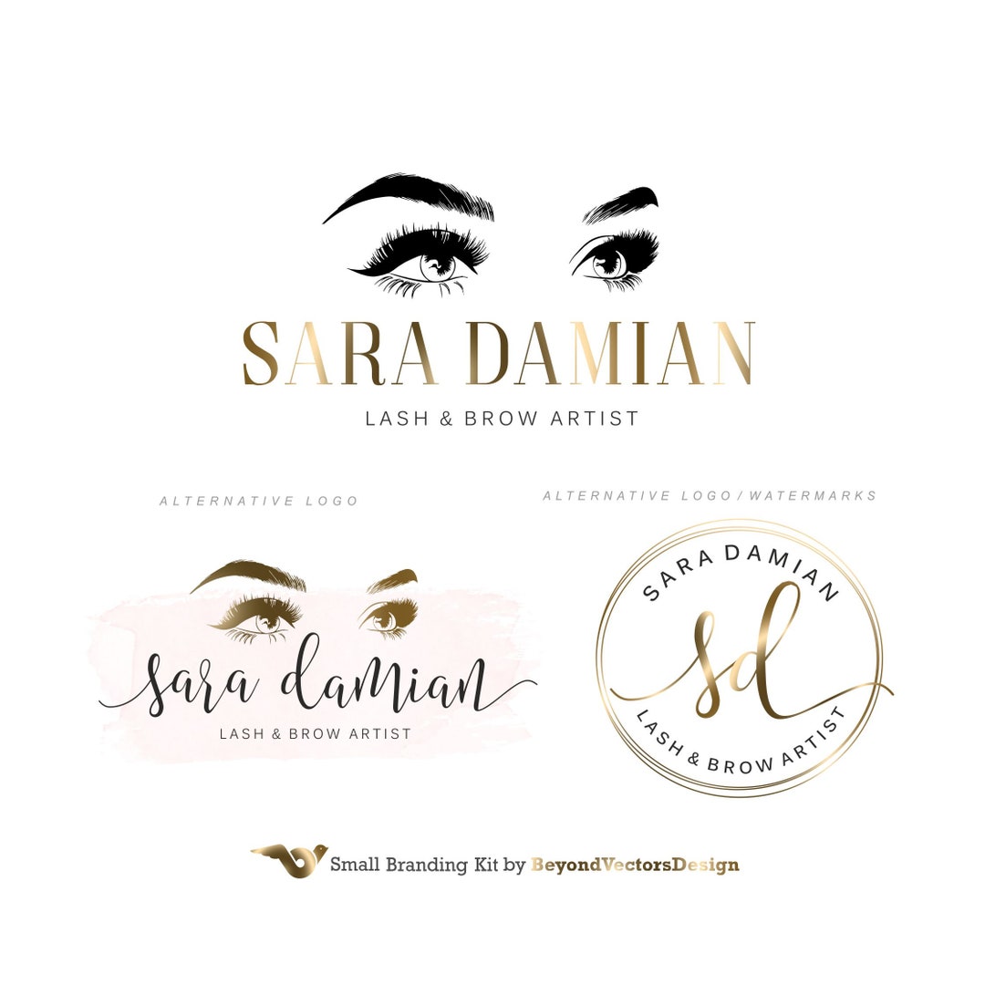 Lash Logo Design, Lash Extension Logo, Makeup Logo Design , Gold Logo ...