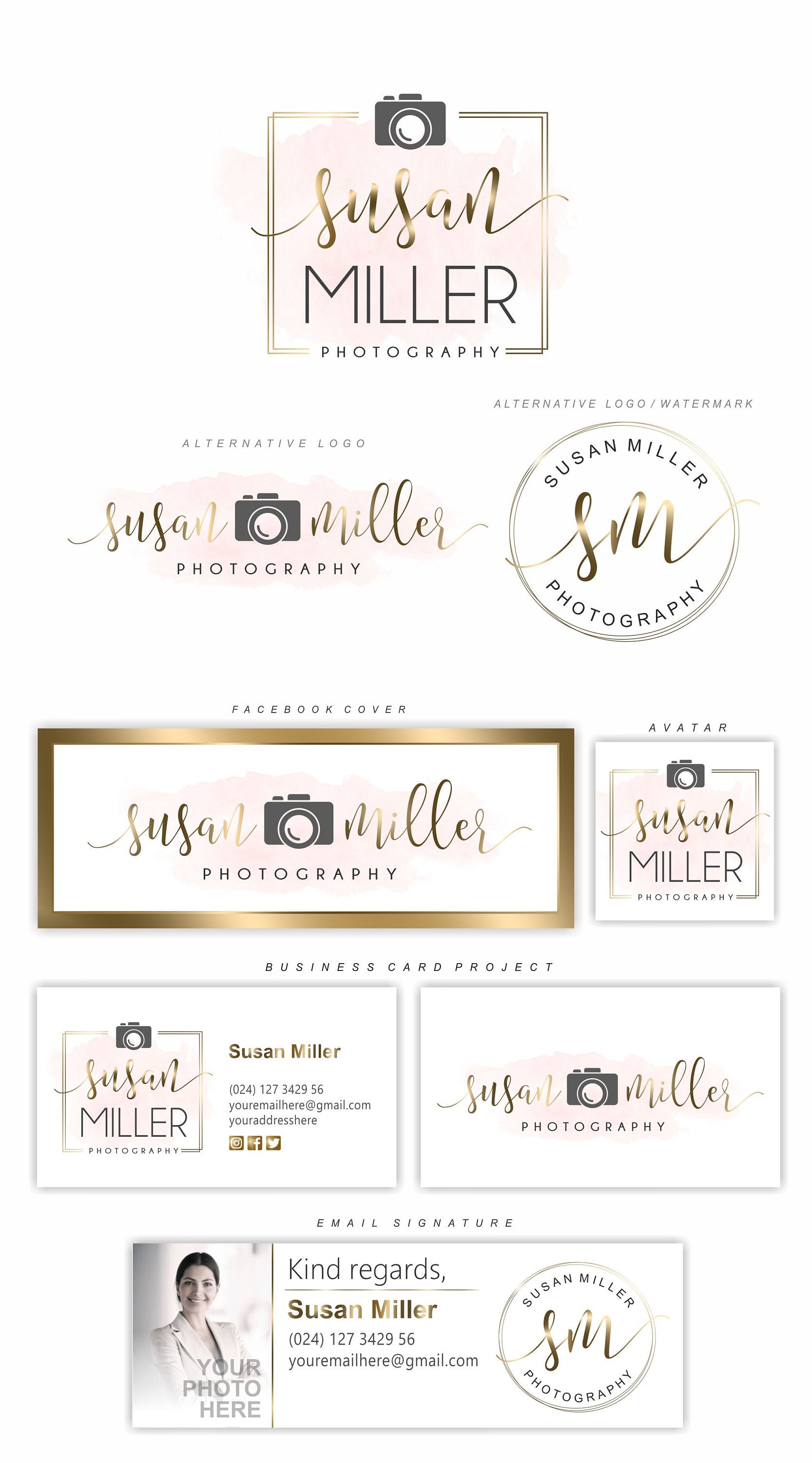 Design & Templates Floral Logo Complete Branding Kit Photography Logo ...