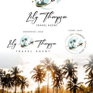 Travel Logo Design Traveling Globe Plane Palm Tree Globe Plane Branding ...