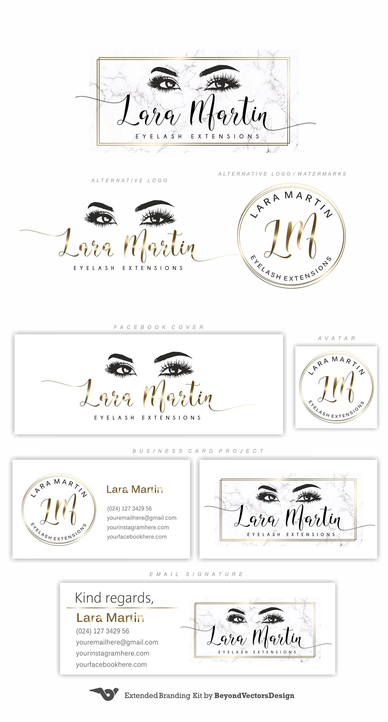 Gold Lash Logo Design Lashes Logo Premade Eyelash Logo Kit | Etsy