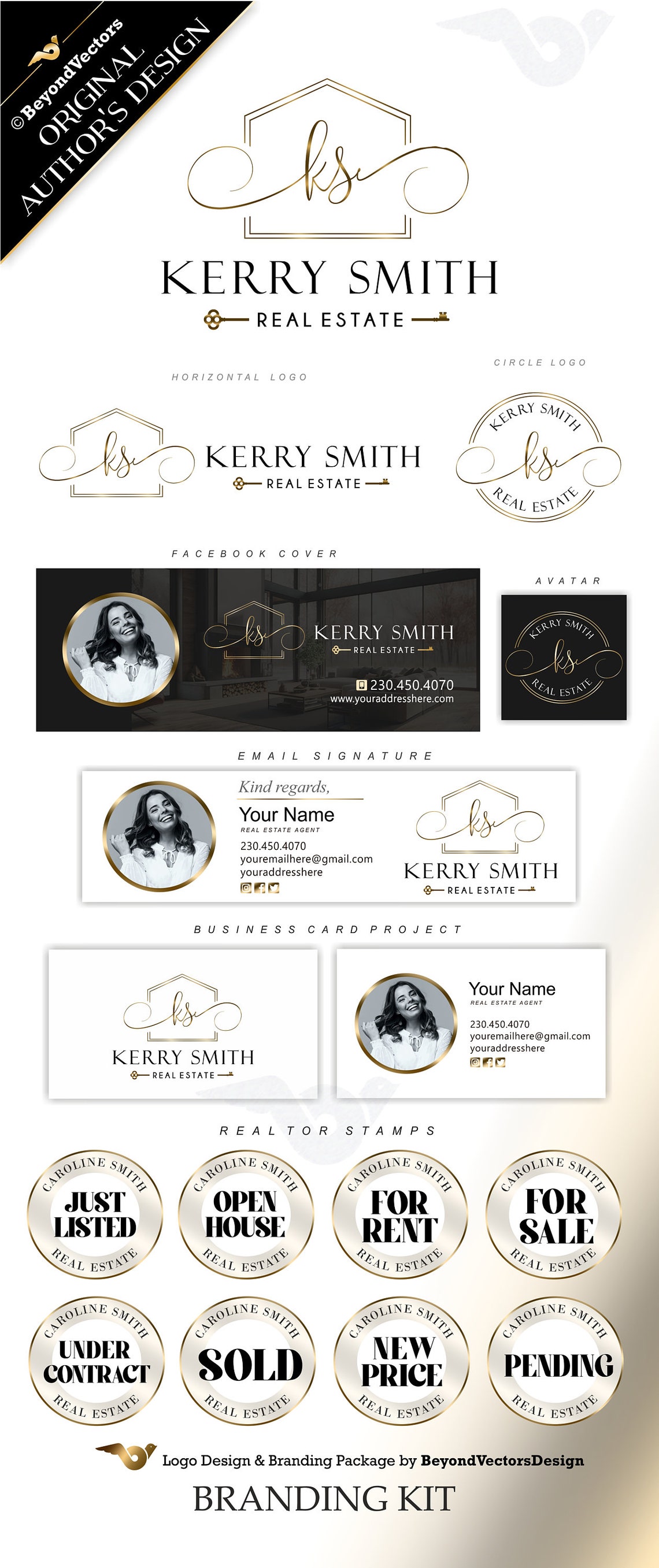 Premade Real Estate Logo Set, Realtor Logo Package, Realty Branding ...