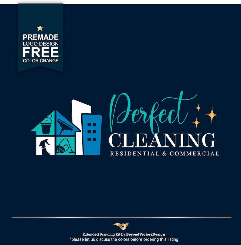 Cleaning Service Logo Design Commercial and Residential - Etsy