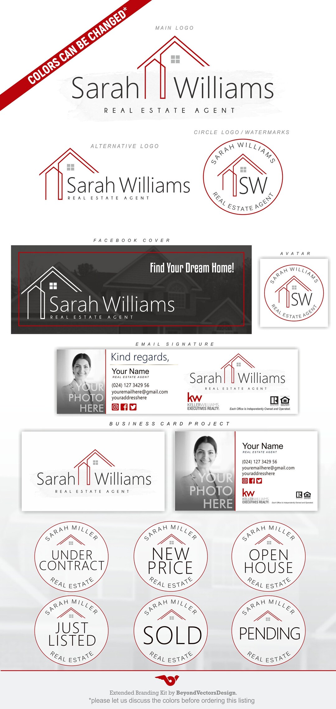 Realtor Logo, Real Estate Marketing, Real Estate Agent Logo, Red House ...