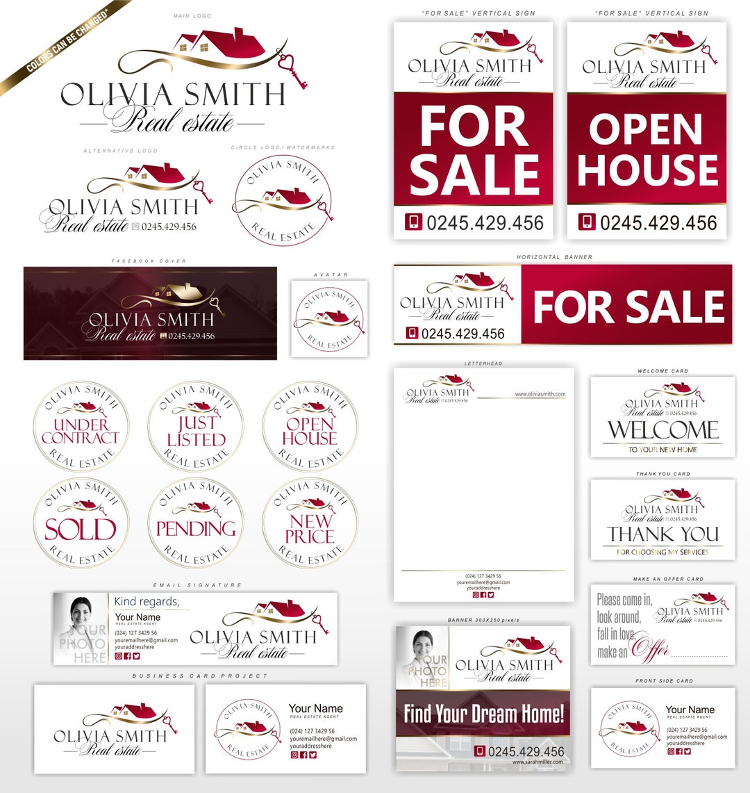 Real Estate Logo, Realtor Logo, Realtor Branding Set, House Key Logo ...