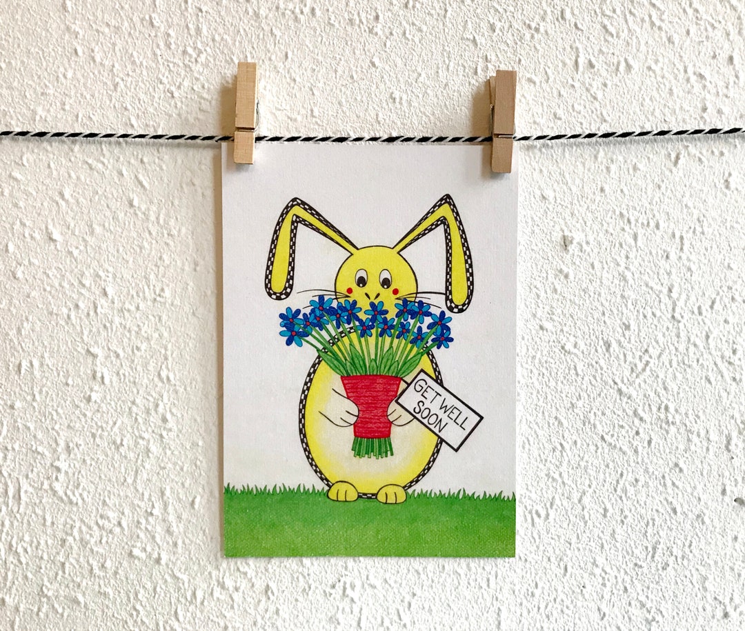 Card Rabbit Get Well Soon A6 Postcard Blank Card Get Well Card Card ...