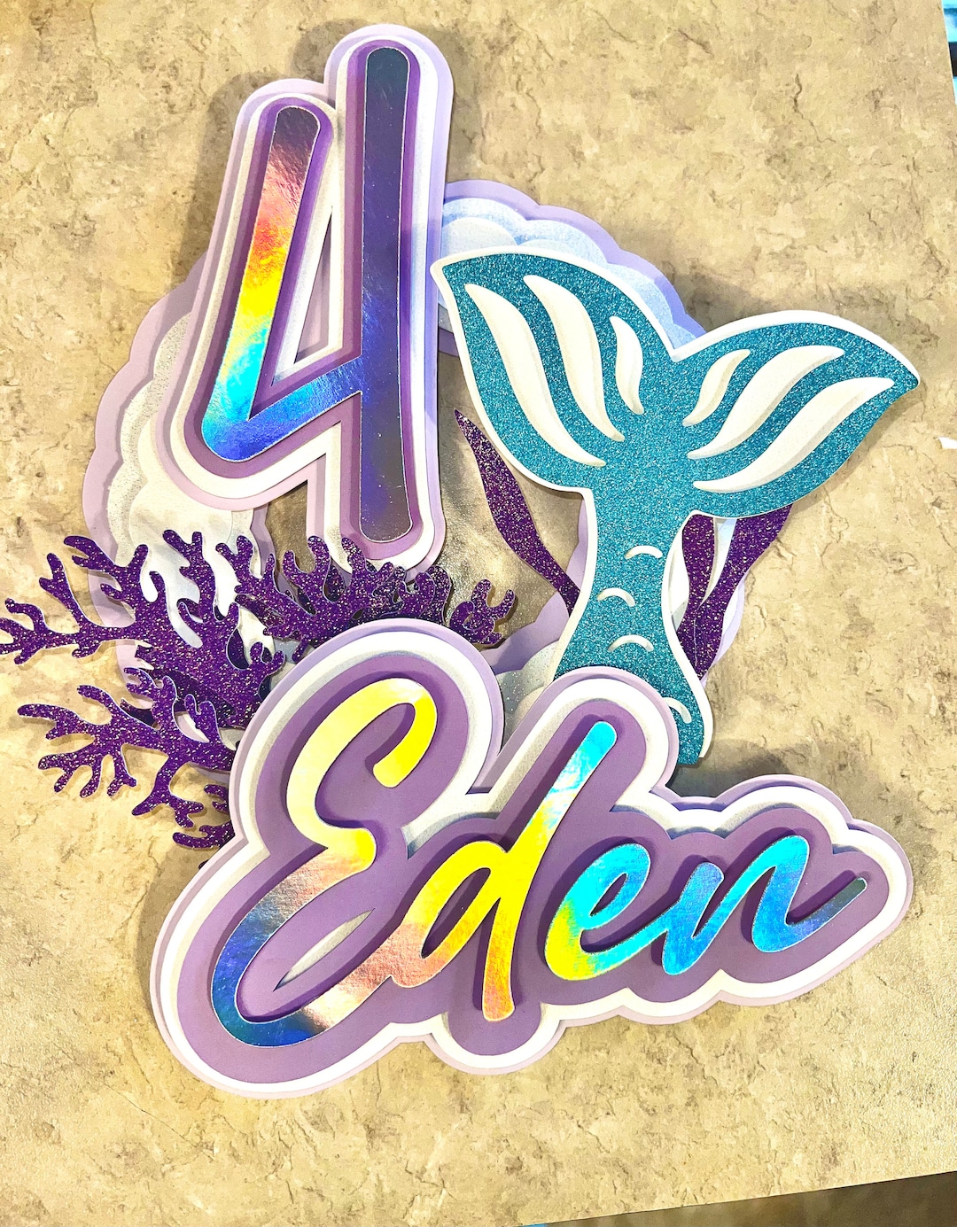 Mermaid Cake Topper Cricut SVG Download 3D Cake Topper Under the Sea ...