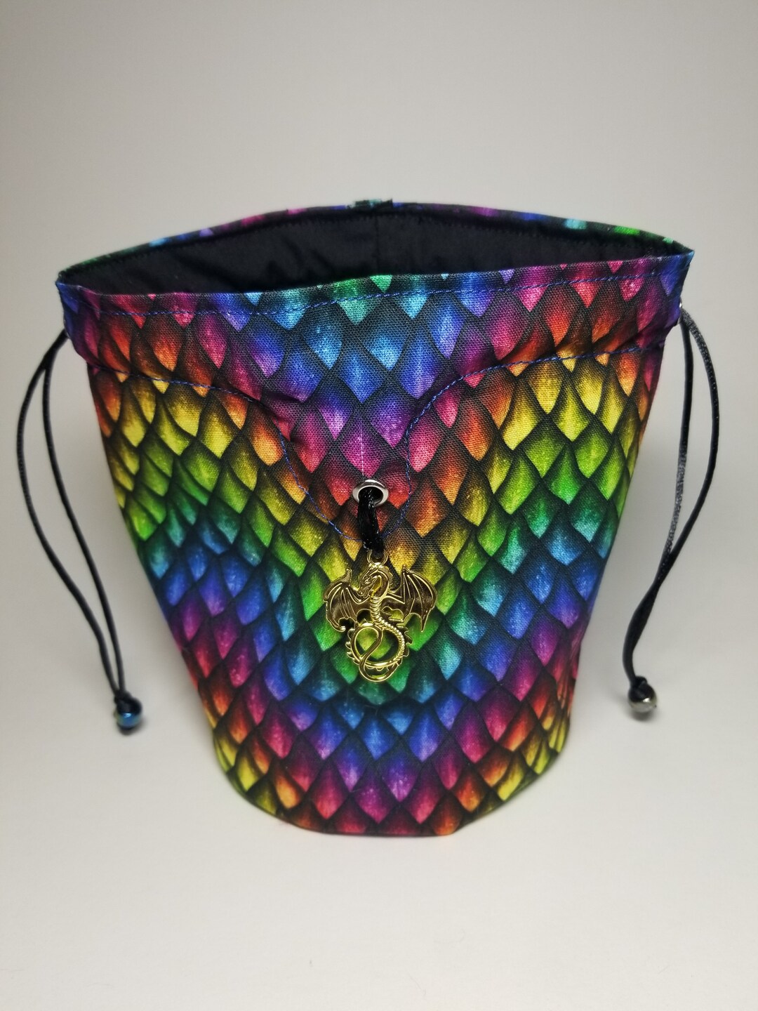 Rainbow Dragon Scales ( With Dragon ) - Standing Dice Bag - Drawstring ...