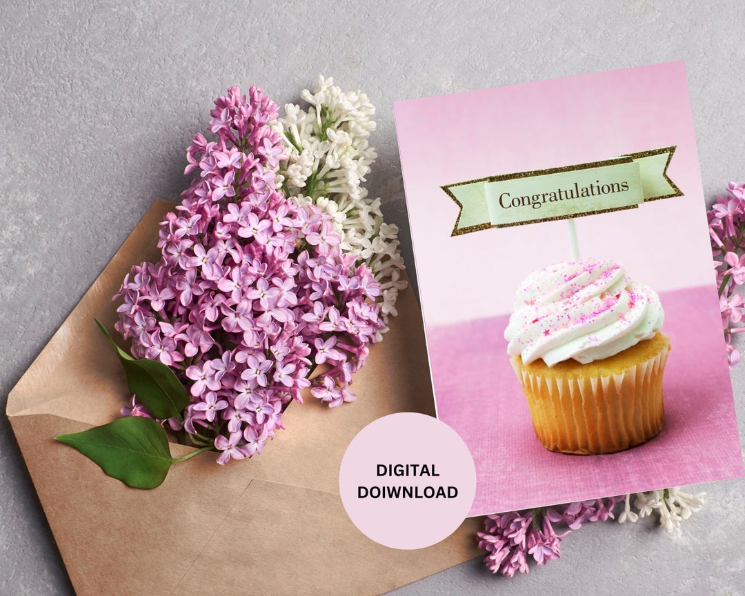 Congratulations Card, Digital Download Card, Digital Congrats Card, 4 ...
