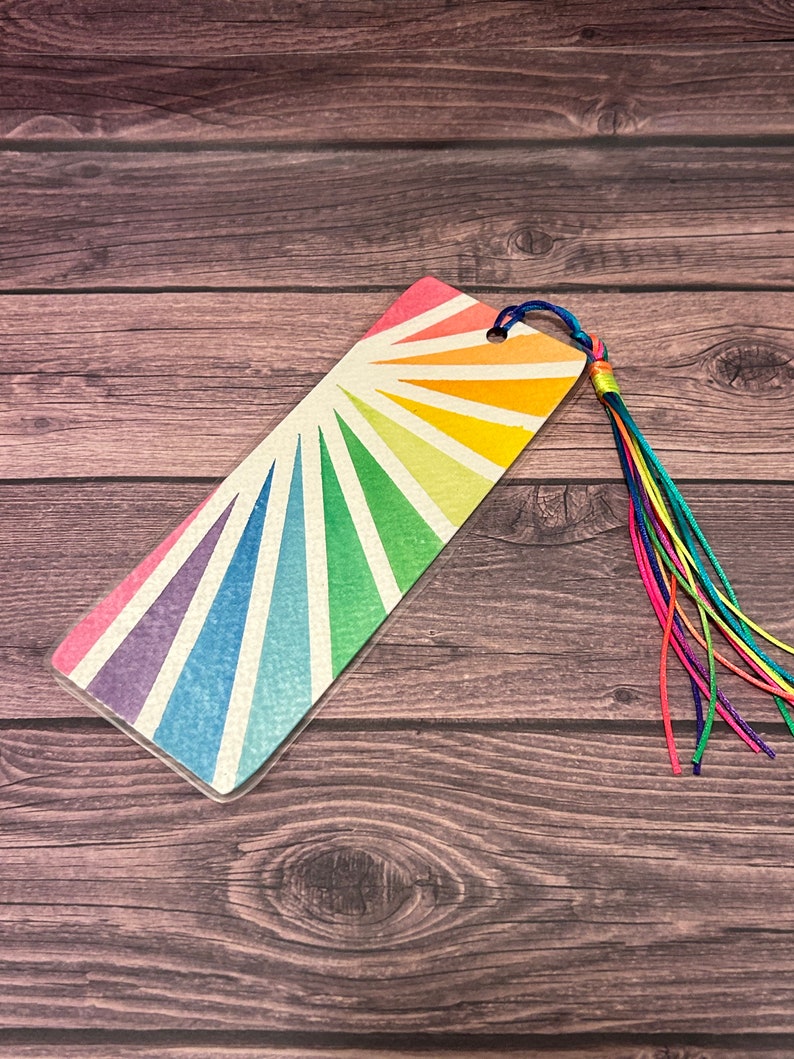 Rainbow Watercolor Bookmark, Laminated Bookmark, Page Marker, Gift for ...