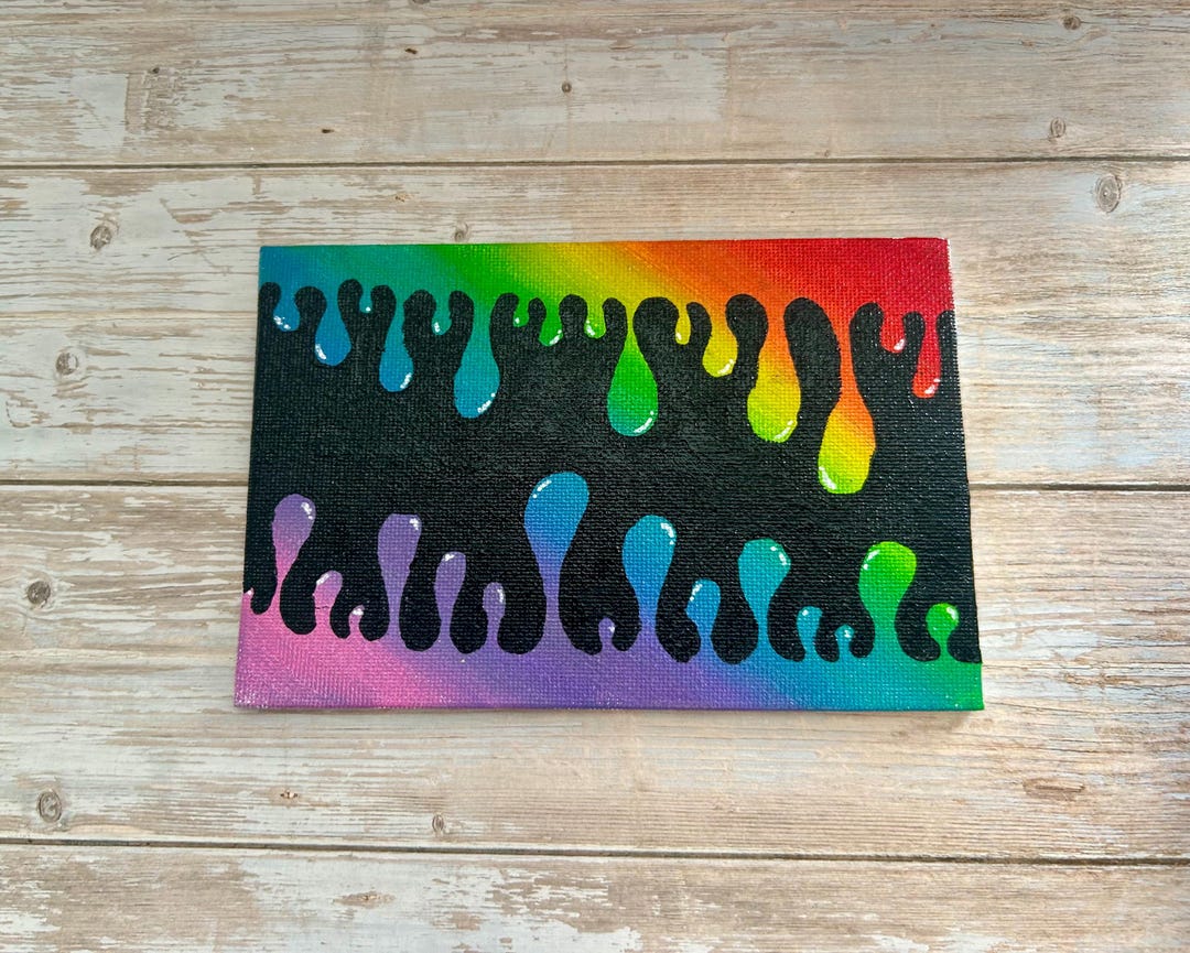 Trippy Rainbow Drip Art, Colorful Dripping Art - Etsy
