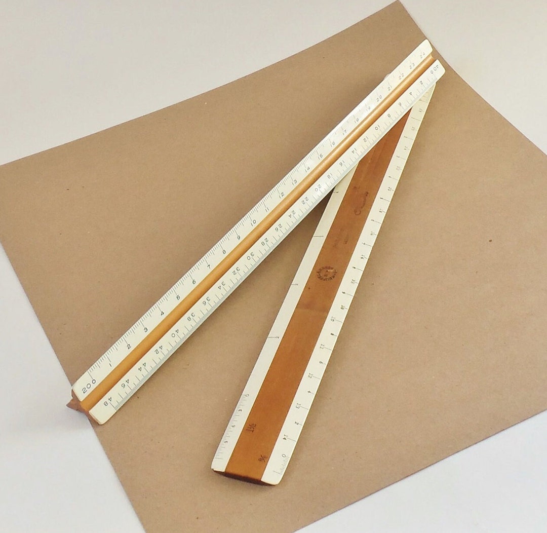 Vintage Drafting Rulers 12 Inch Wood and Plastic Engineers Rulers 3 ...