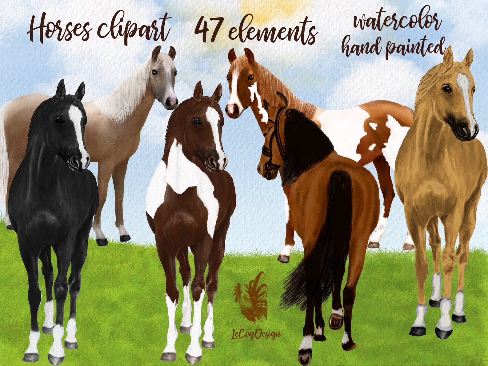 Watercolor Horse Clipart: "horses Clipart" Horse Breeds Horse Png ...