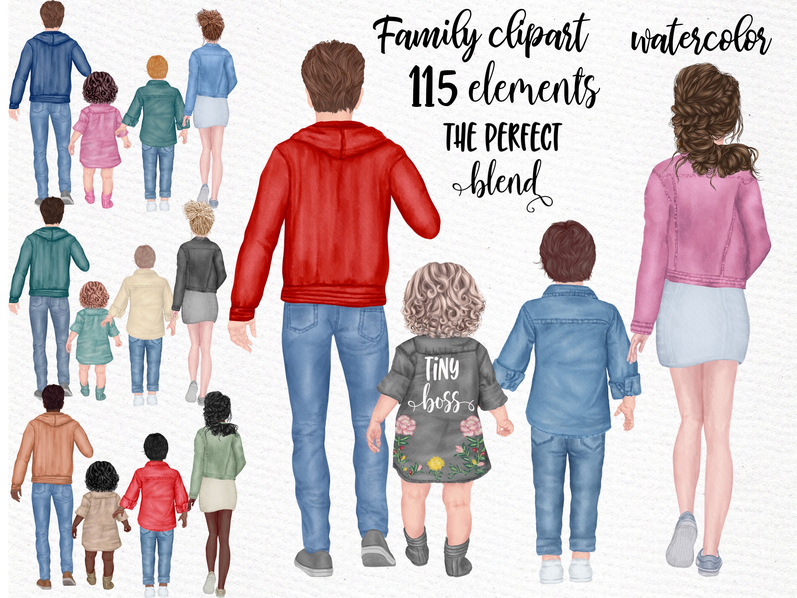 Family Clipart: parents AND Kids Dad Mom Children - Etsy