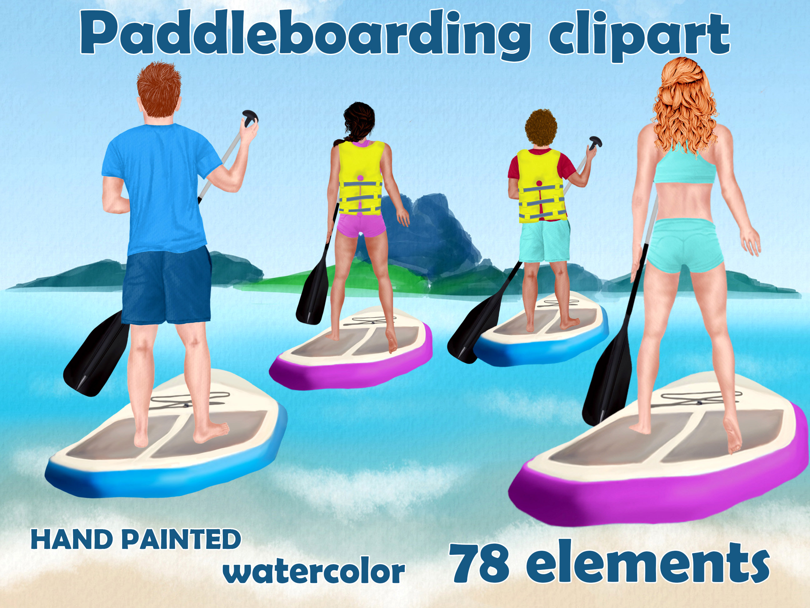Paddleboarding Clipart: surfing Clipart Paddle | Etsy