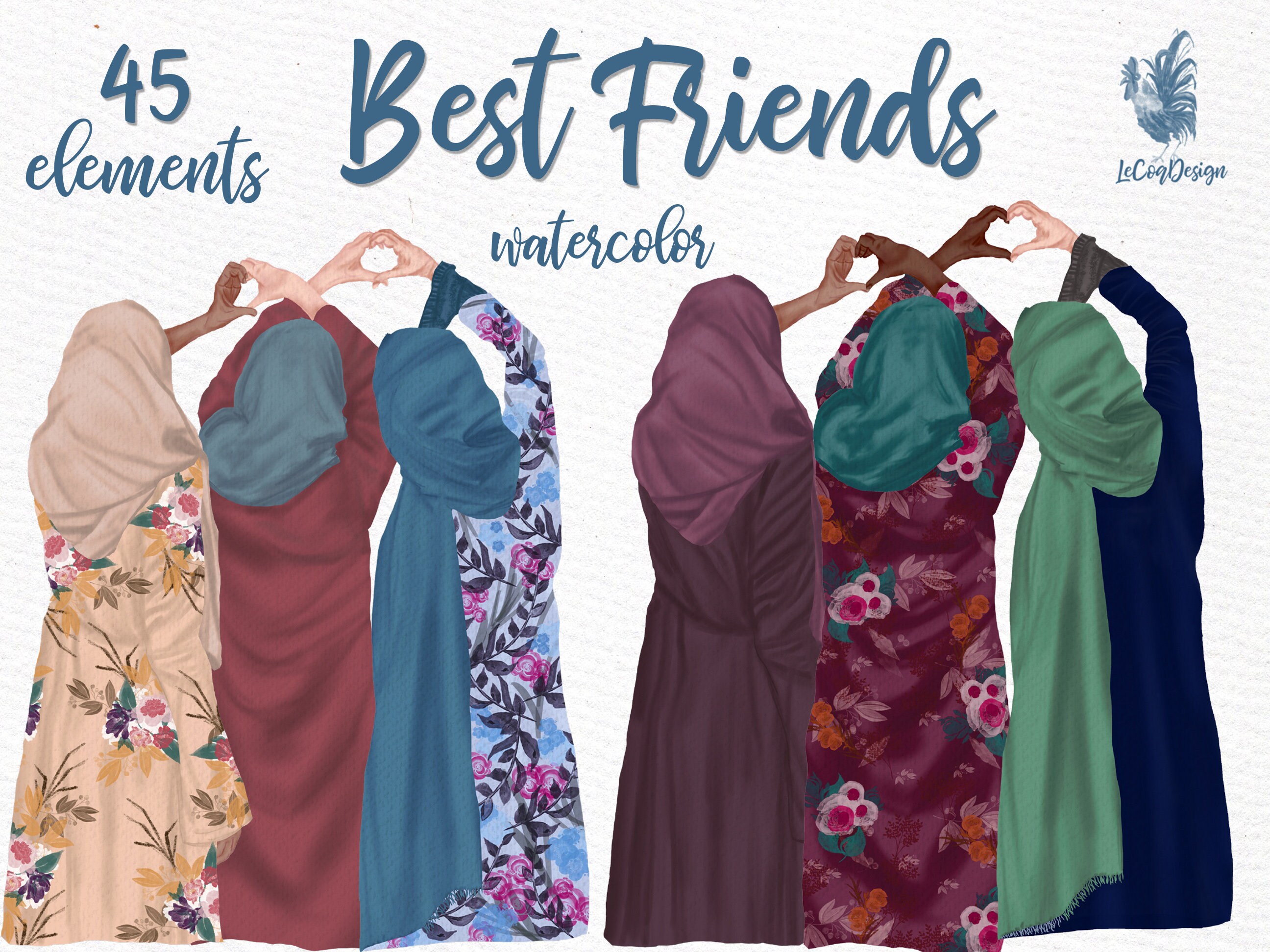 Muslim Women Clipart: muslim BEST Friends Bff | Etsy