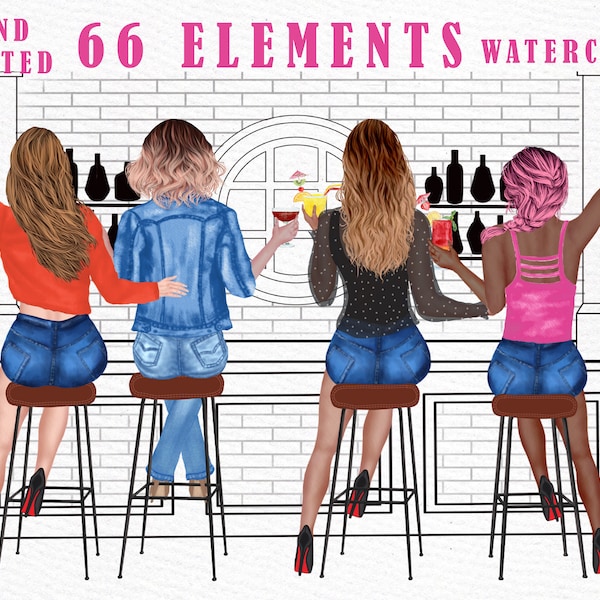 Best Friend Bar Scene Clipart - Etsy