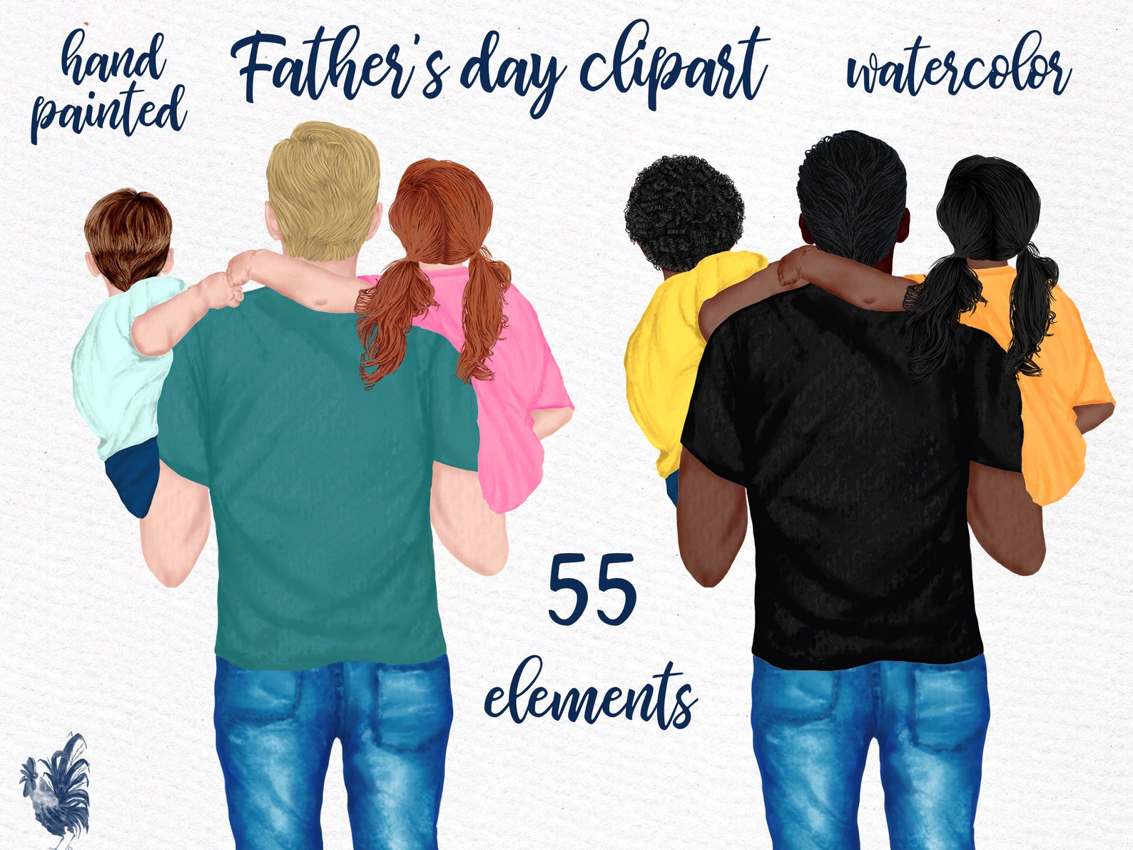 Father and Children Clipart: father's DAY - Etsy