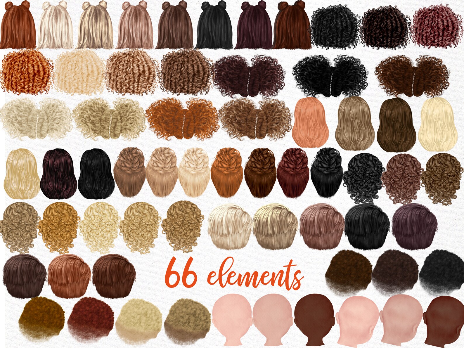 Hairstyles Clipart: kids Clipart Custom Hairstyles - Etsy