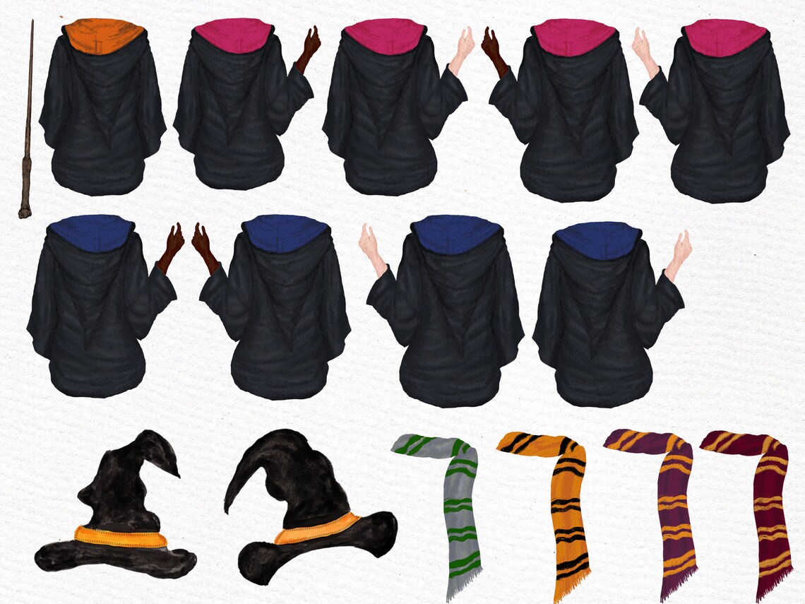 Halloween Clipart: girls Clipart Wizard Girls Jack - Etsy