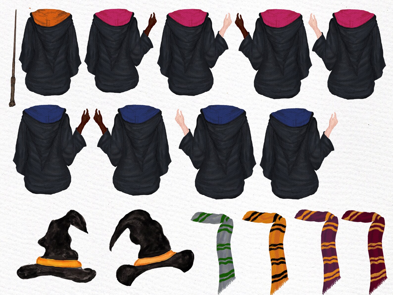 Halloween Clipart: girls Clipart Wizard Girls Jack - Etsy