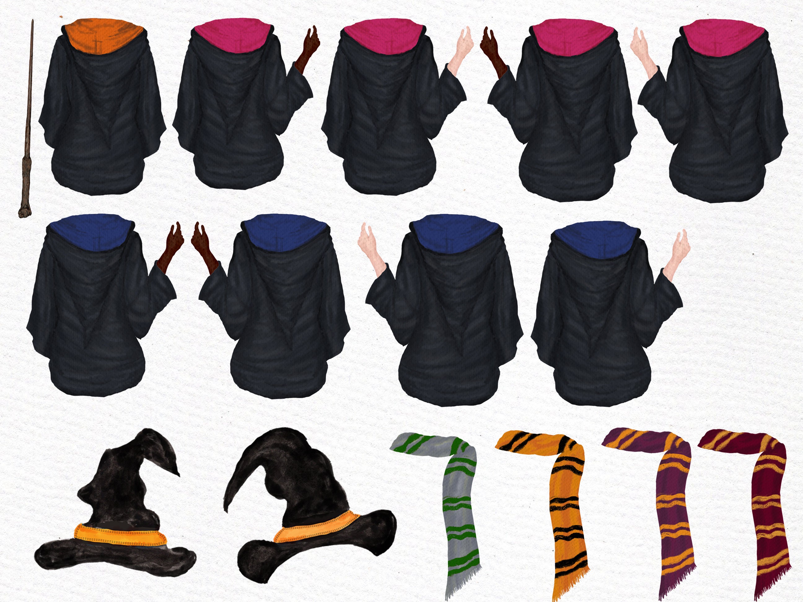 Halloween Clipart: girls Clipart Wizard Girls Jack - Etsy