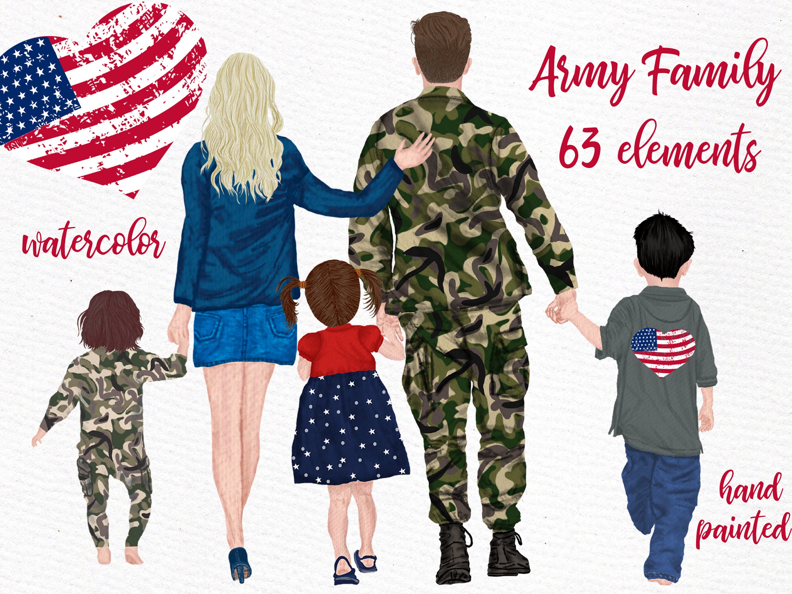 Family Clipart: "army FAMILY Clipart" Soldier Clipart Man in Uniform ...