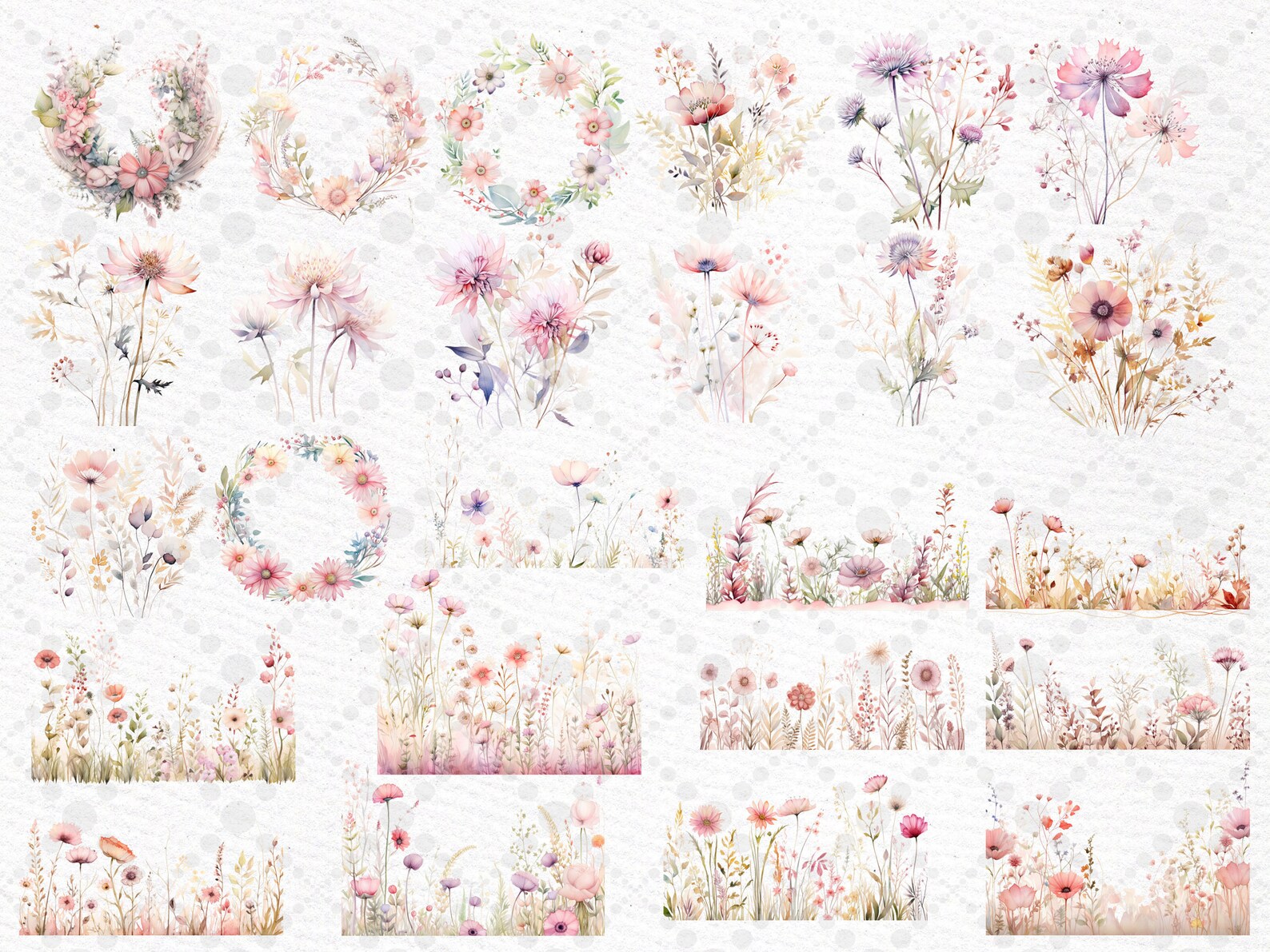 Wild Floral Clipart: Boho Watercolor Flowers (PNG, 300 Dpi) - Etsy
