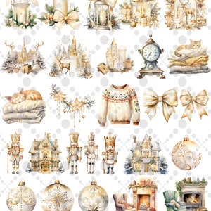 Gold Christmas Clipart Bundle: "watercolor CHRISTMAS Clipart" Christmas ...