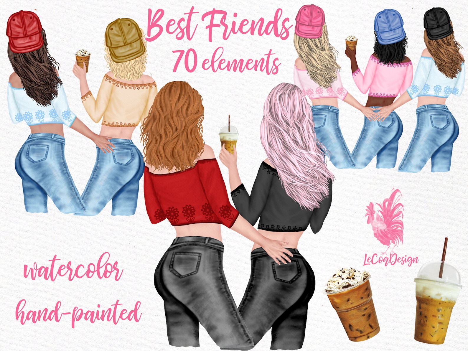 Best Friends Clipart: girls Clipart Bff Clipart - Etsy