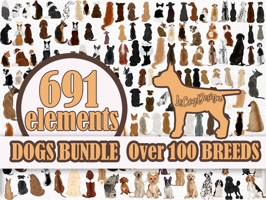 Dog Clipart: "bundle DOG Clipart" Dog Breeds Pet Clipart Dog Graphics ...